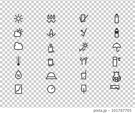 Monochrome icon set illustration material for... - Stock Illustration ...