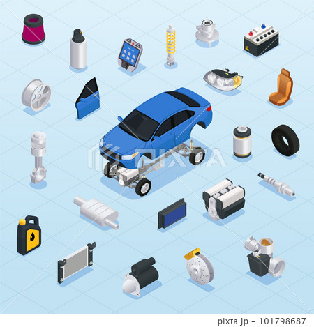 Car Parts Isometric Flowchartのイラスト素材 [101798687] - PIXTA