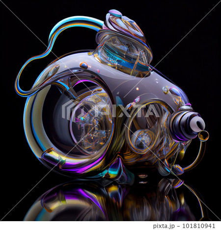 Futuristic glass bong on black backgroundのイラスト素材 [101810941] - PIXTA