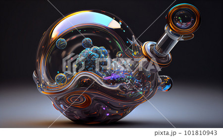 Futuristic glass bong on black backgroundのイラスト素材 [101810943] - PIXTA