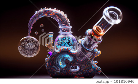 Futuristic glass bong on black backgroundのイラスト素材 [101810946] - PIXTA