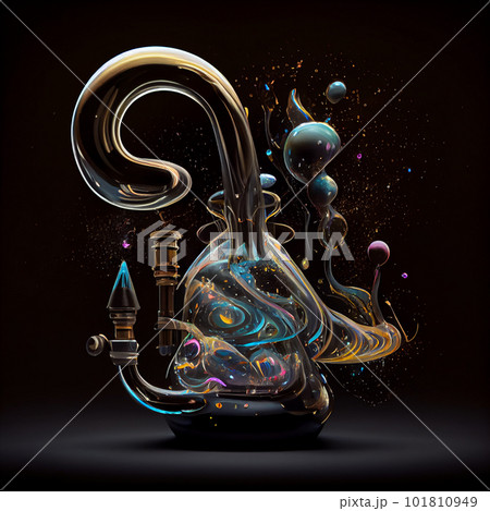 Futuristic glass bong on black backgroundのイラスト素材 [101810949] - PIXTA