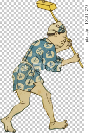 man swinging a mallet - Stock Illustration [101814278] - PIXTA