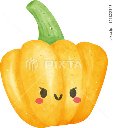 Cute Kawaii Peppers Kawaii Cute Happy Pepper Vegetable Stock