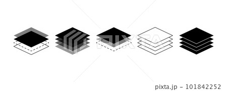 Layer line icon set. Layers in different design...のイラスト素材 [101842252 ...