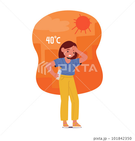 Little Girl Hot And Sweating, Flushed Face,...のイラスト素材 [101842350] - PIXTA