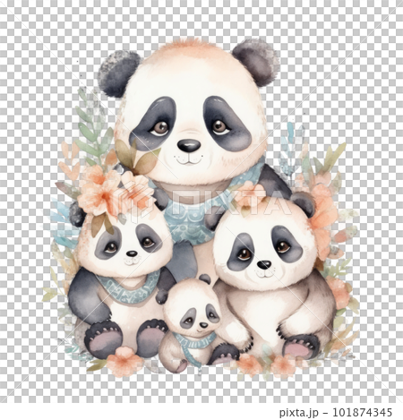 Panda Family Drawing