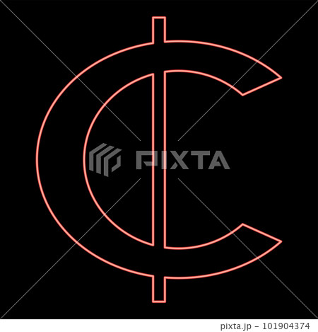 Neon ghana Cedi currency symbol money sign cash...のイラスト素材 [101904374 ...