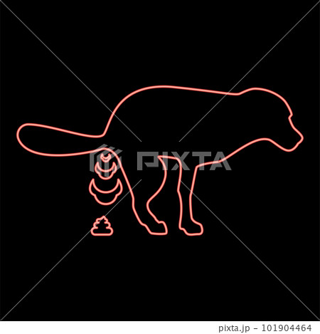 Neon dog defecation poke pooping pet feces...のイラスト素材 [101904464] - PIXTA