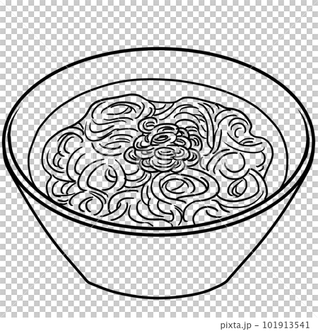 Simple and realistic line drawing of noodles - Stock Illustration ...