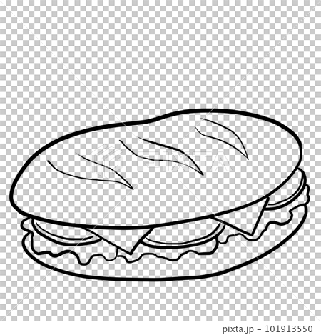 Simple and realistic sandwich line drawing - Stock Illustration ...