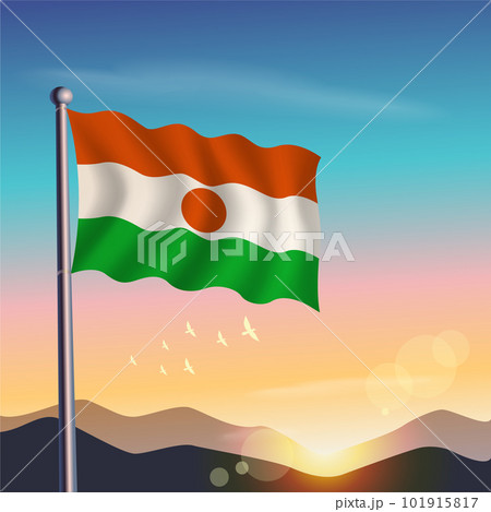 Niger flag with mountains and morningのイラスト素材 [101915817] - PIXTA