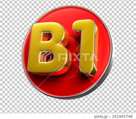 Letter B1 golden yellow in red circle 3D... - Stock Illustration ...