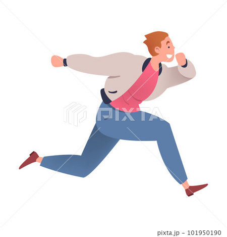 Man Character Hurrying Running Fast Feeling...のイラスト素材 [101950190] - PIXTA