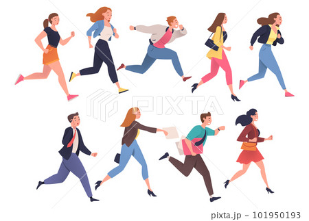 People Character Hurrying Running Fast Feeling...のイラスト素材 [101950193 ...