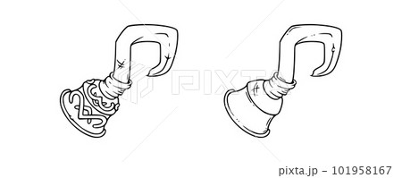 Pirate arm hook. Retro captain hook set. Vector...のイラスト素材 [101958167 ...