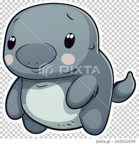 Funny and cute manatee transparency sticker. - Stock Illustration ...