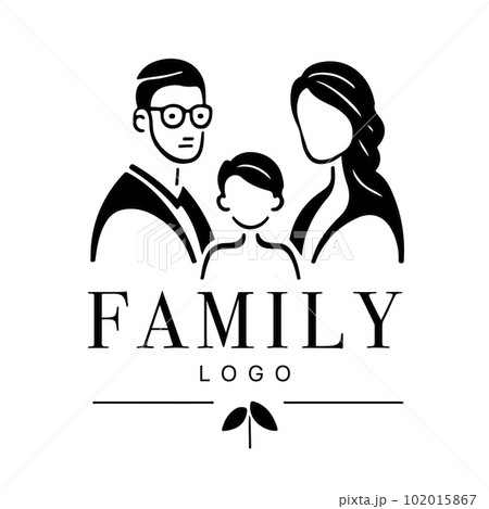 Family Flat Icon Black and White Vector...のイラスト素材 [102015867] - PIXTA