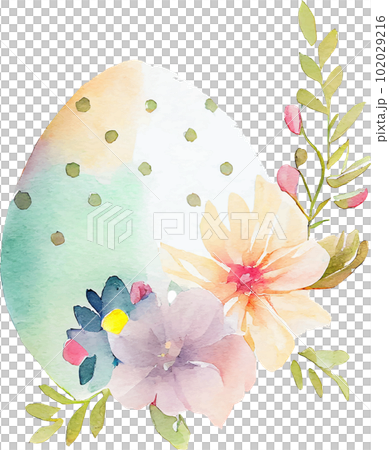 Cute Watercolor Easter Background with Egg and... - Stock Illustration ...