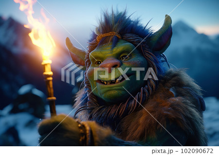 Cute looking orc shaman. Troll mage in the...のイラスト素材 [102090672] - PIXTA