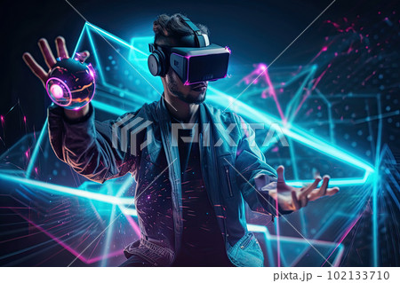 man inside virtual metaverseのイラスト素材 [102133710] - PIXTA