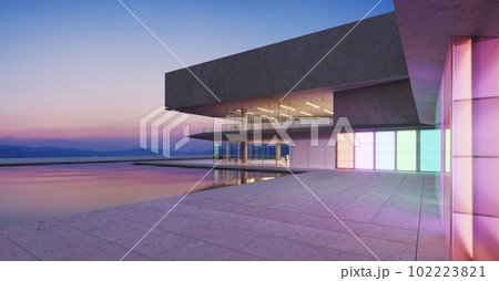 3D modern buildings have colored gradient glass...のイラスト素材 [102223821 ...