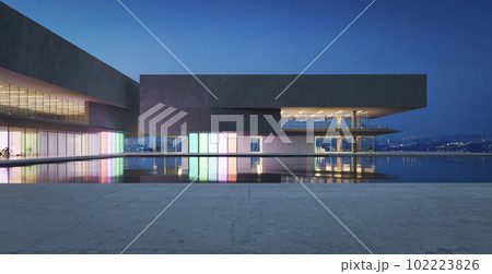 3D modern buildings have colored gradient glass...のイラスト素材 [102223826 ...