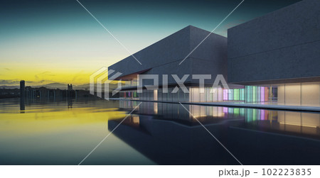 3D modern buildings have colored gradient glass...のイラスト素材 [102223835 ...