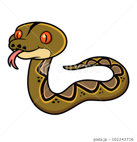 Cute happy reticulatus python cartoon のイラスト素材 [102243716] - PIXTA