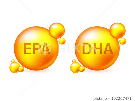 EPA, DHA Vector Drops Set. Chemical formula...のイラスト素材 [102267471] - PIXTA