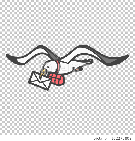 Illustration of a seagull carrying a mail... - Stock Illustration ...