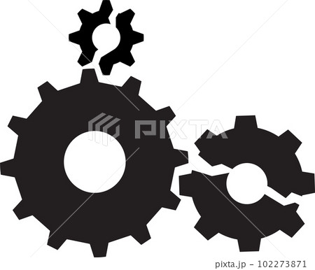 broken cog icon on white background. disruption...のイラスト素材 [102273871 ...