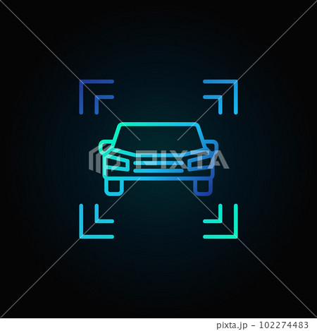 Vector car blue line icon on dark backgroundのイラスト素材 [102274483] - PIXTA