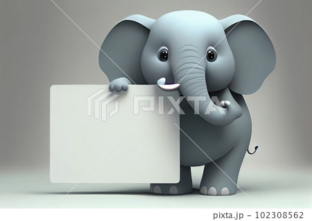 Funny elephant cartoon holding blank signのイラスト素材 [102308562] - PIXTA