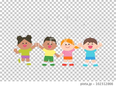 Children holding hands with a smile - Stock Illustration [102312866 ...