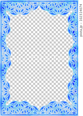 Cute lace pattern photo frame blue - Stock Illustration [102314074] - PIXTA