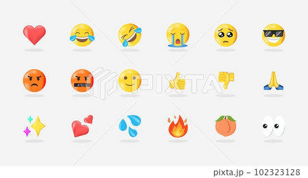 Pack of most use Emoticons, Heart, Laugh, ROLF,...のイラスト素材 [102323128 ...