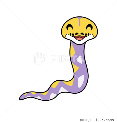 Cute lavender reticulated python cartoonのイラスト素材 [102324399] - PIXTA