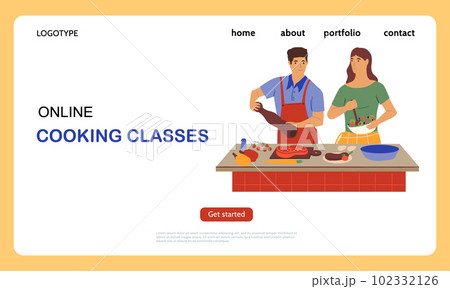 Cooking on kitchen. Online food preparation...のイラスト素材 [102332126] - PIXTA