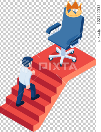 Isometric Businessman Walking Up to King Office...のイラスト素材 [102333552 ...