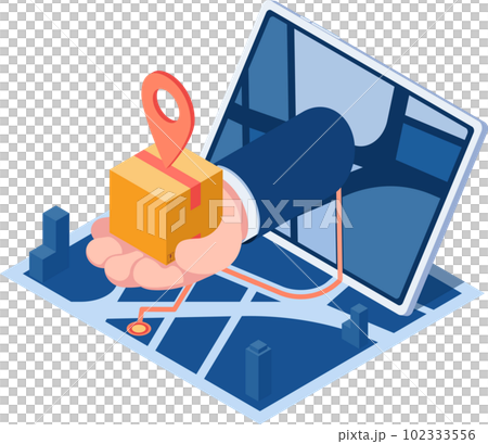 Isometric Hand Delivering Parcel Box on Map... - Stock Illustration ...