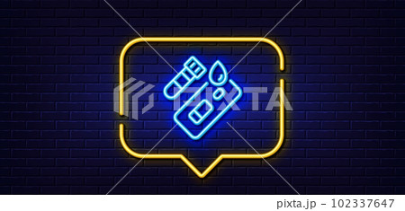 Neon light speech bubble. Covid test line icon....のイラスト素材 [102337647 ...