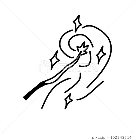 The Magic wand. Magic stick in outline doodle...のイラスト素材 [102345514] - PIXTA