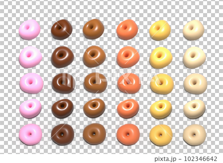 Glazed Donut Bases Collection 3d realistic... - Stock Illustration ...