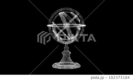 3D armillary sphere on black bg. Object...のイラスト素材 [102373184] - PIXTA