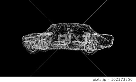 3D white car on black background. Object...のイラスト素材 [102373256] - PIXTA