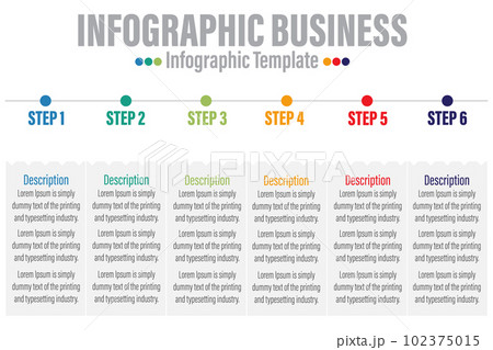 Colorful 6 Steps and Six 6 option Business data...のイラスト素材 [102375015 ...