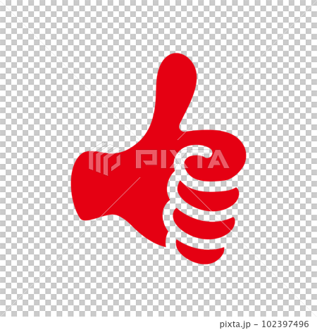 Thumbs up hand sign _ right facing _ red solid - Stock Illustration ...