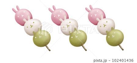 cute triple rabbit dangoのイラスト素材 [102401436] - PIXTA