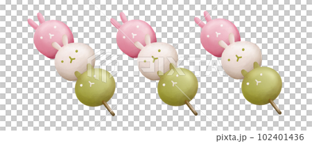 cute triple rabbit dangoのイラスト素材 [102401436] - PIXTA